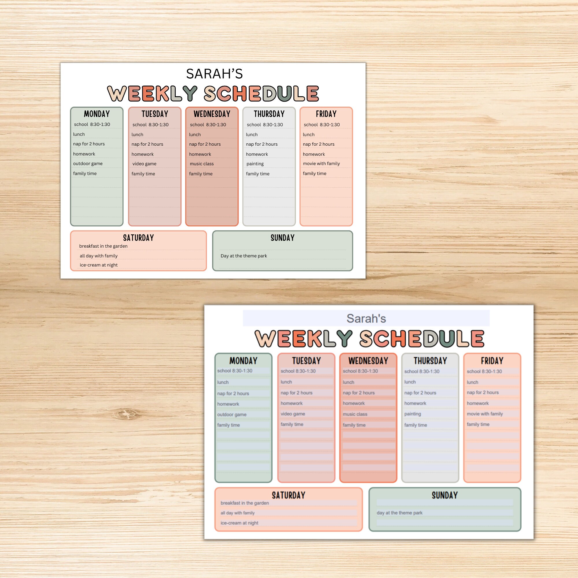 Weekly Schedule Kids Chore Chart Editable Weekly Checklist for Kids ...