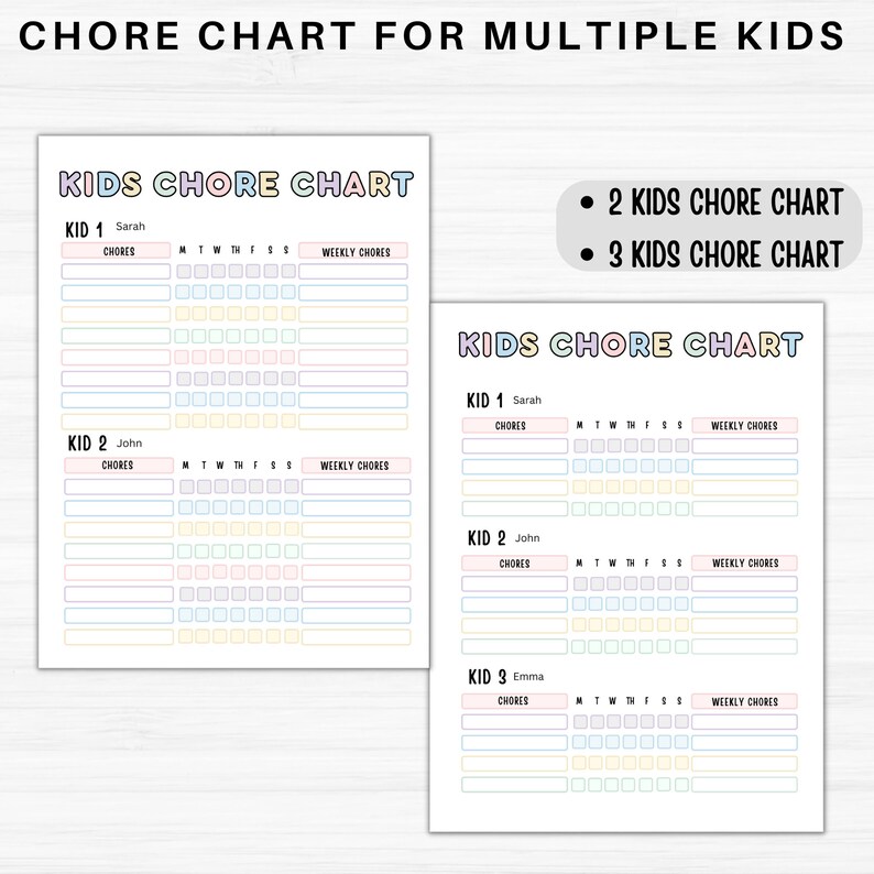 Kids Chore Chart, Editable Kids Chart, Responsibility Chart, Cleaning ...