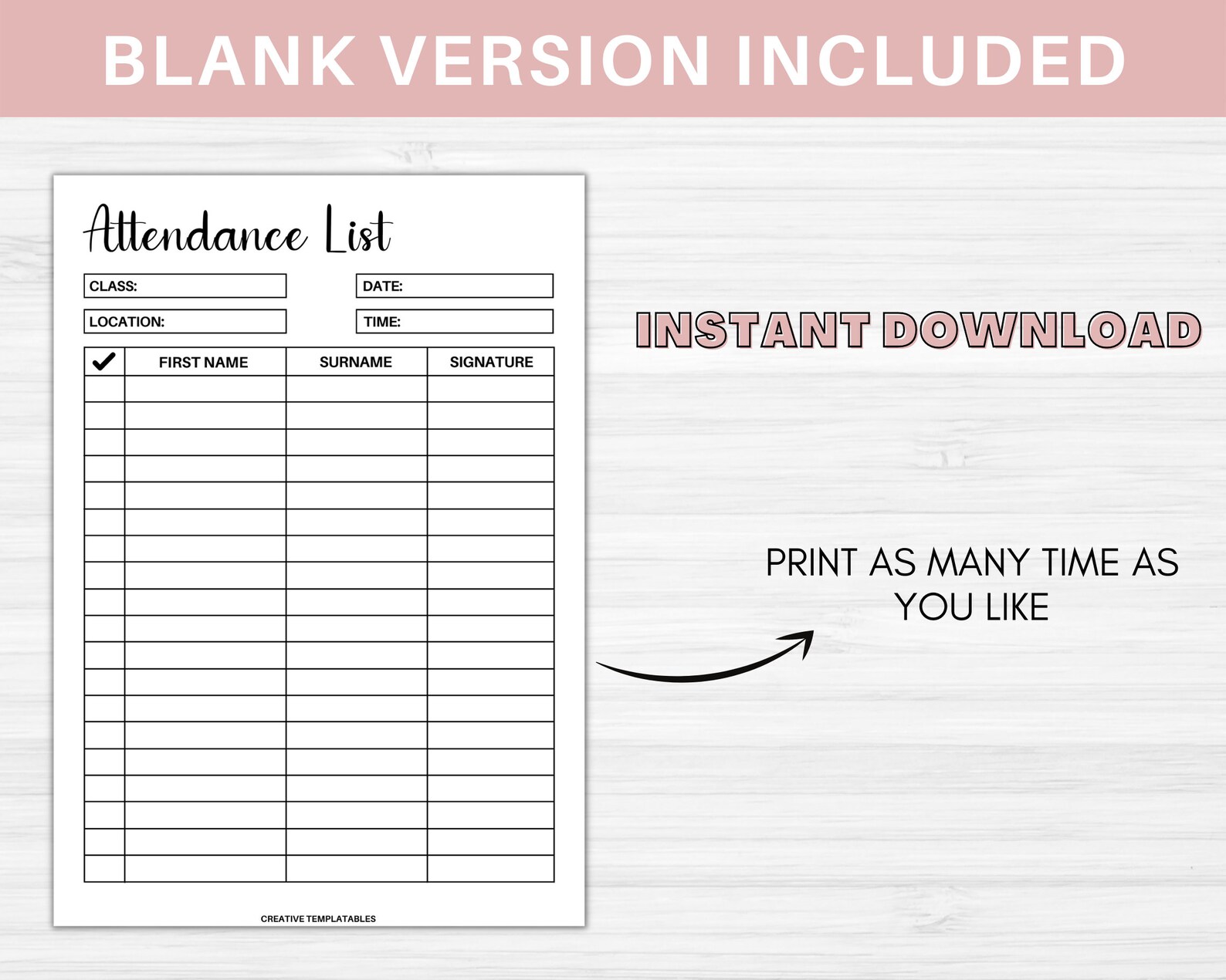 Attendance List | Printable Attendence Tracker | Attendance Management ...