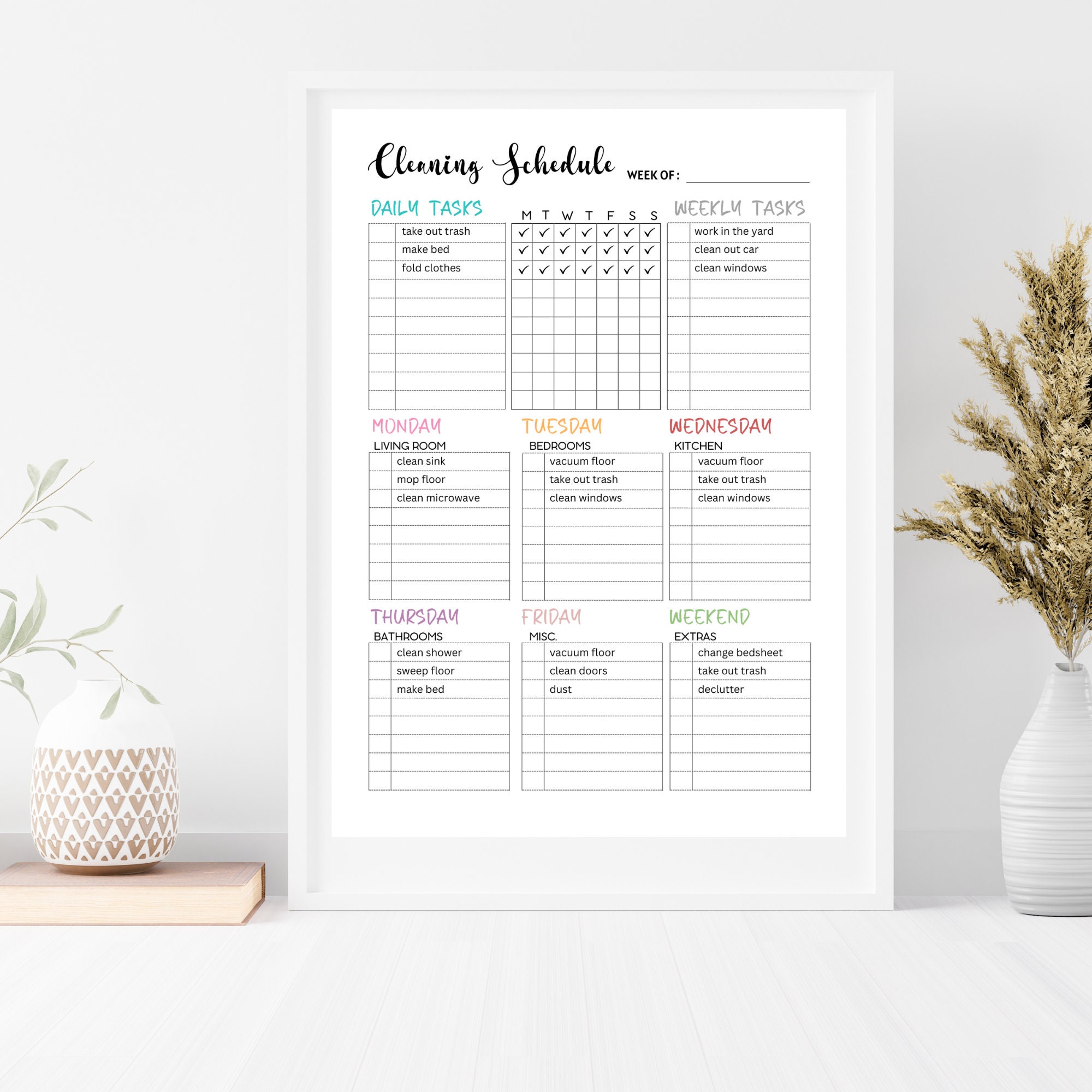 Cleaning Planner Cleaning Chore Chart Editable Cleaning - Etsy
