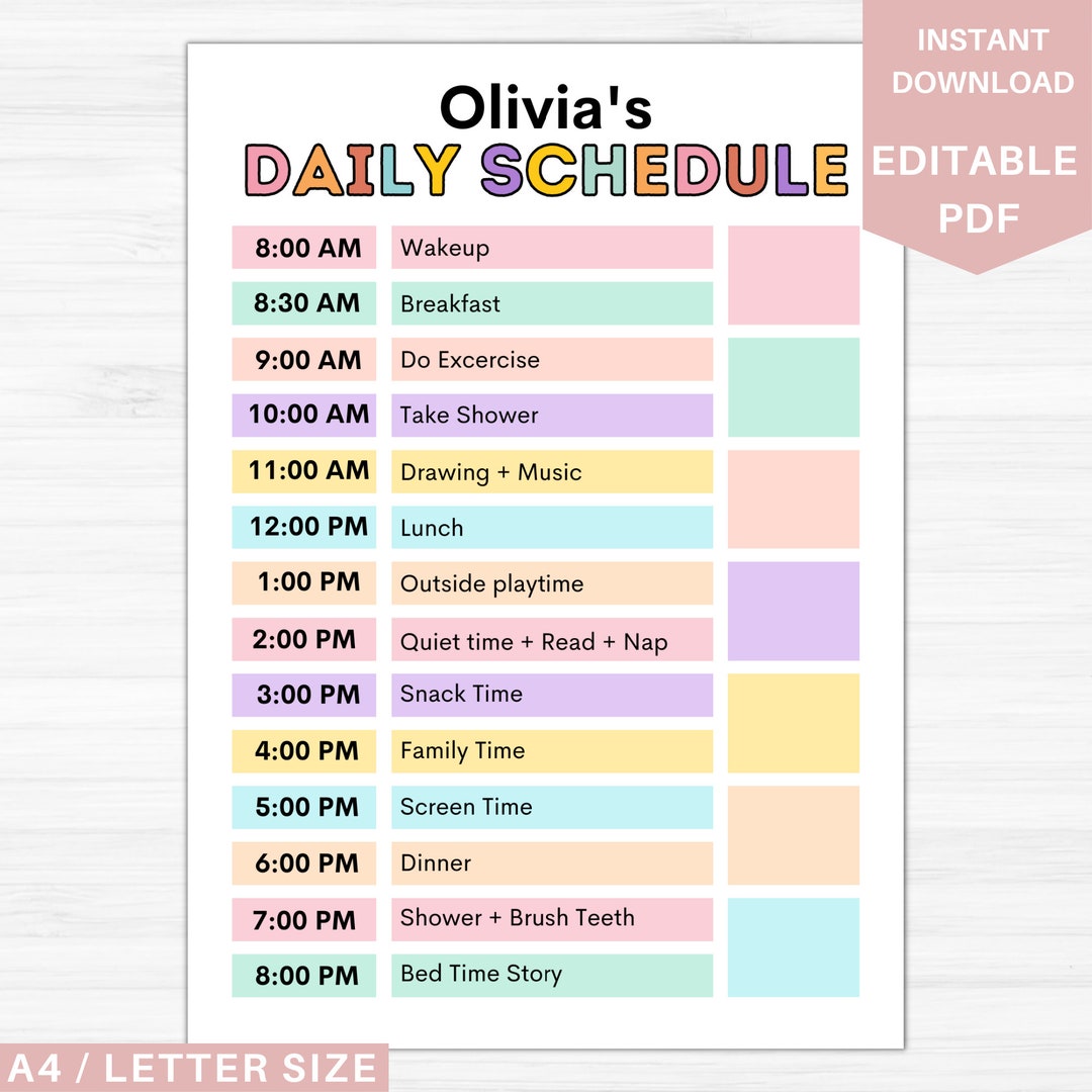 Kids Chore Chart Editable | Daily Routine Responsibility Chart | Kids ...