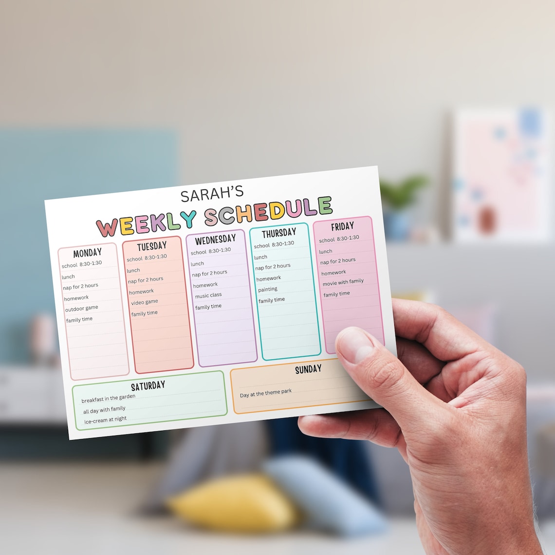 Weekly Schedule Kids Chore Chart Editable Weekly Checklist - Etsy