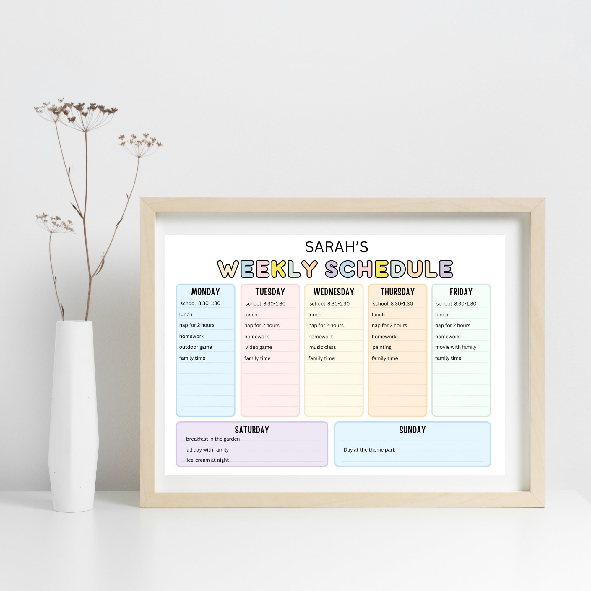 Weekly Schedule Kids Chore Chart Editable Weekly Checklist - Etsy
