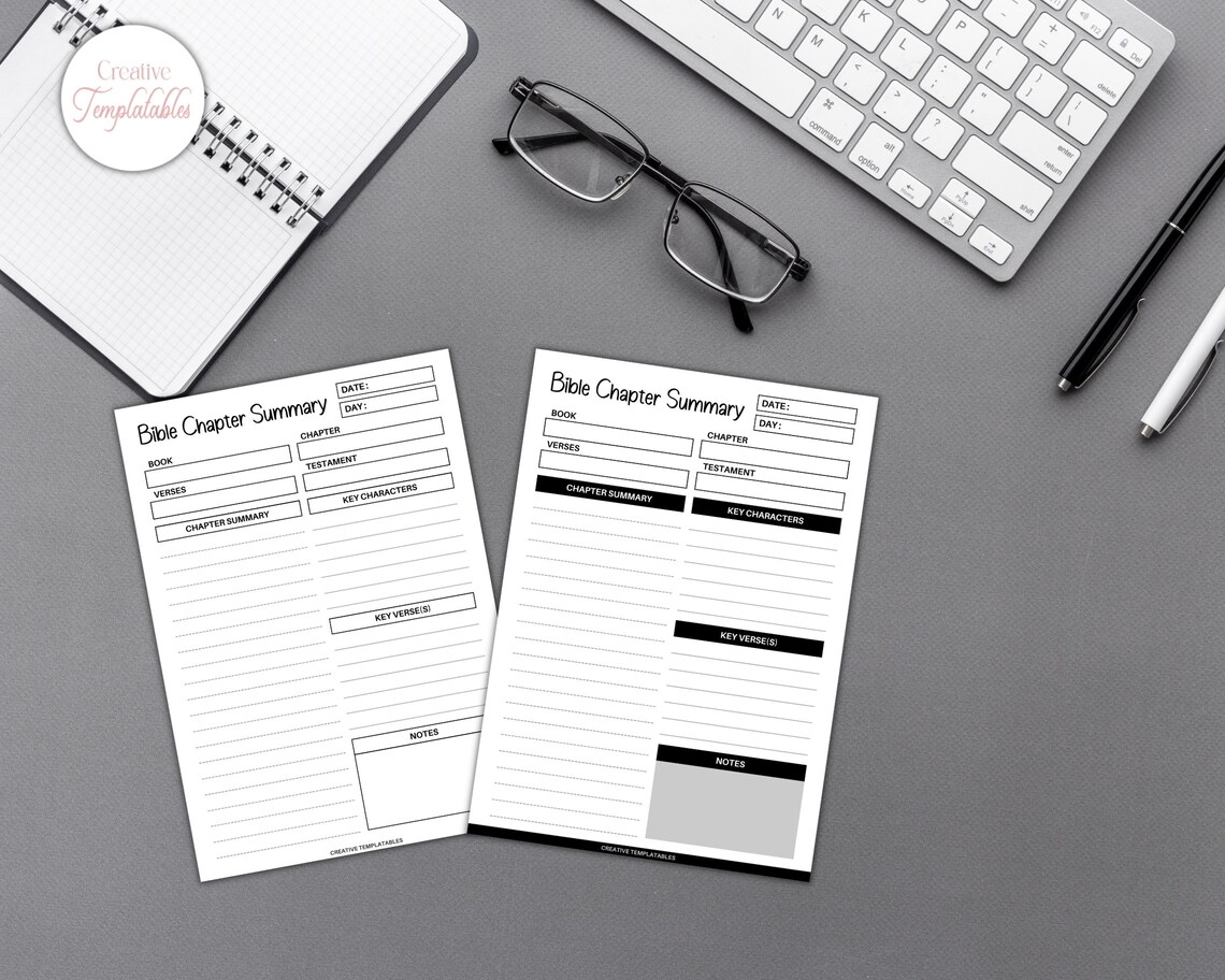 Bible Chapter Summary Printable Bible Study Planner Bible Reading and ...