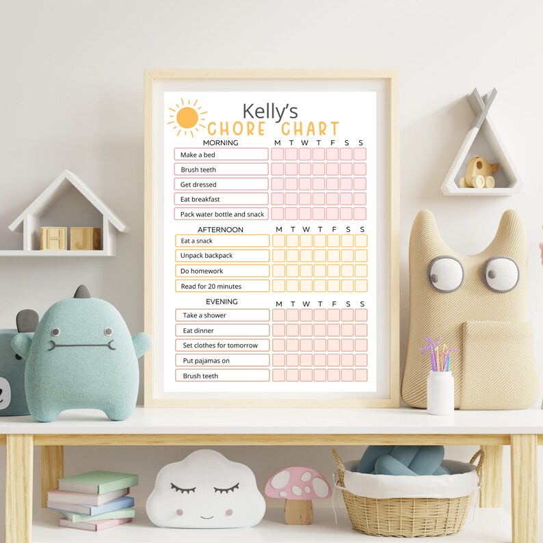 Kids Chore Chart Editable Daily Routine Responsibility Chart - Etsy