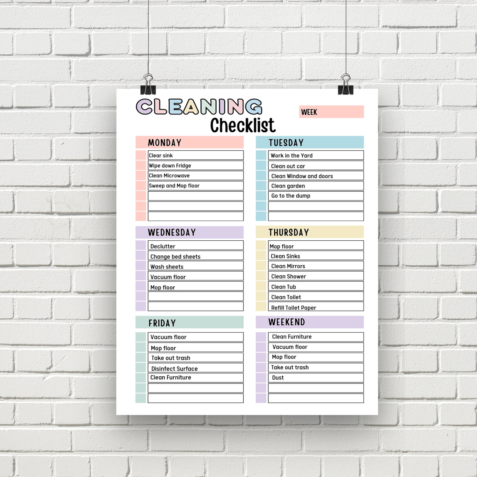 Cleaning Planner Kids Chore Chart Editable Cleaning - Etsy