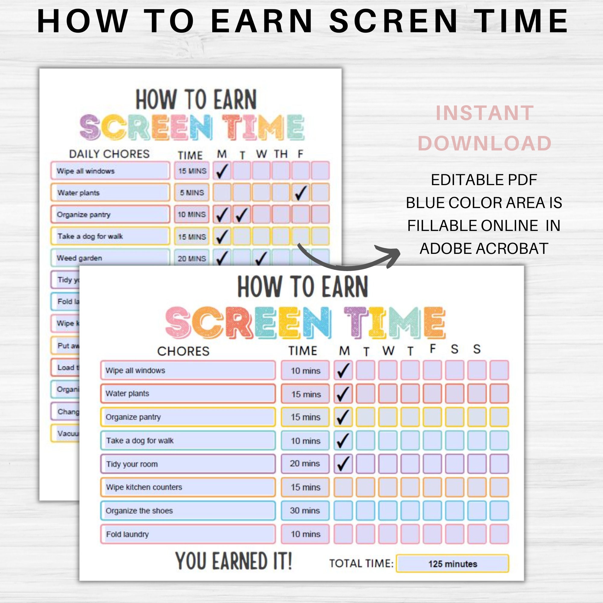 How to Earn Screen Time With Screen Bucks | Editable Allowance Chore ...
