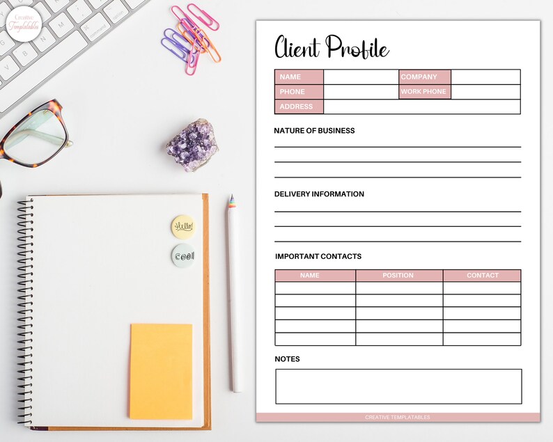 Client Profile Template | Editable Customer Profile Tracker | Client ...
