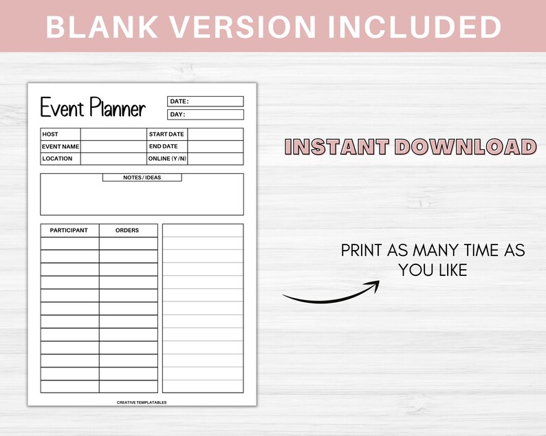 Event Planner | Event Tracker | Printable Event Planning Template ...