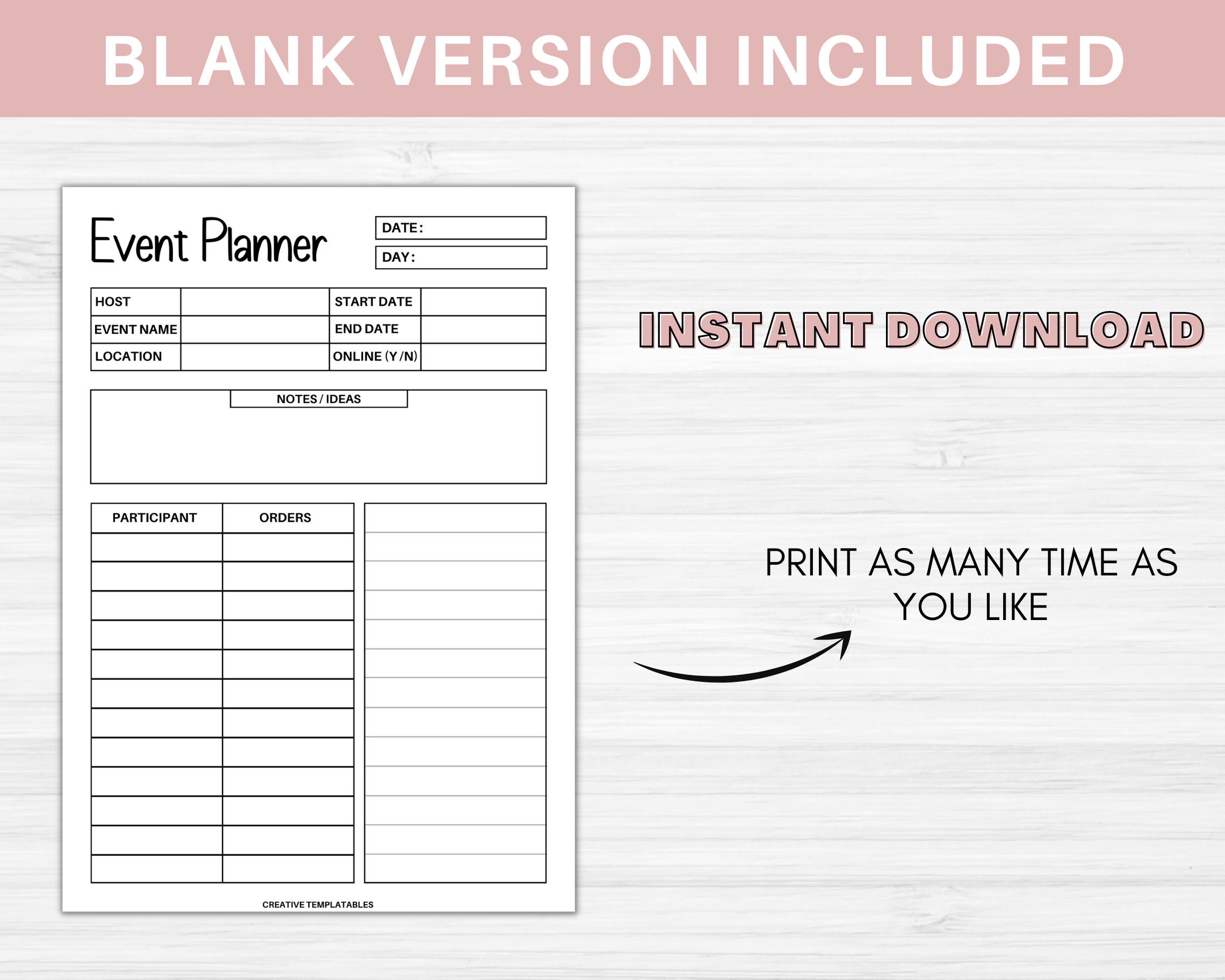 Event Planner | Event Tracker | Printable Event Planning Template ...