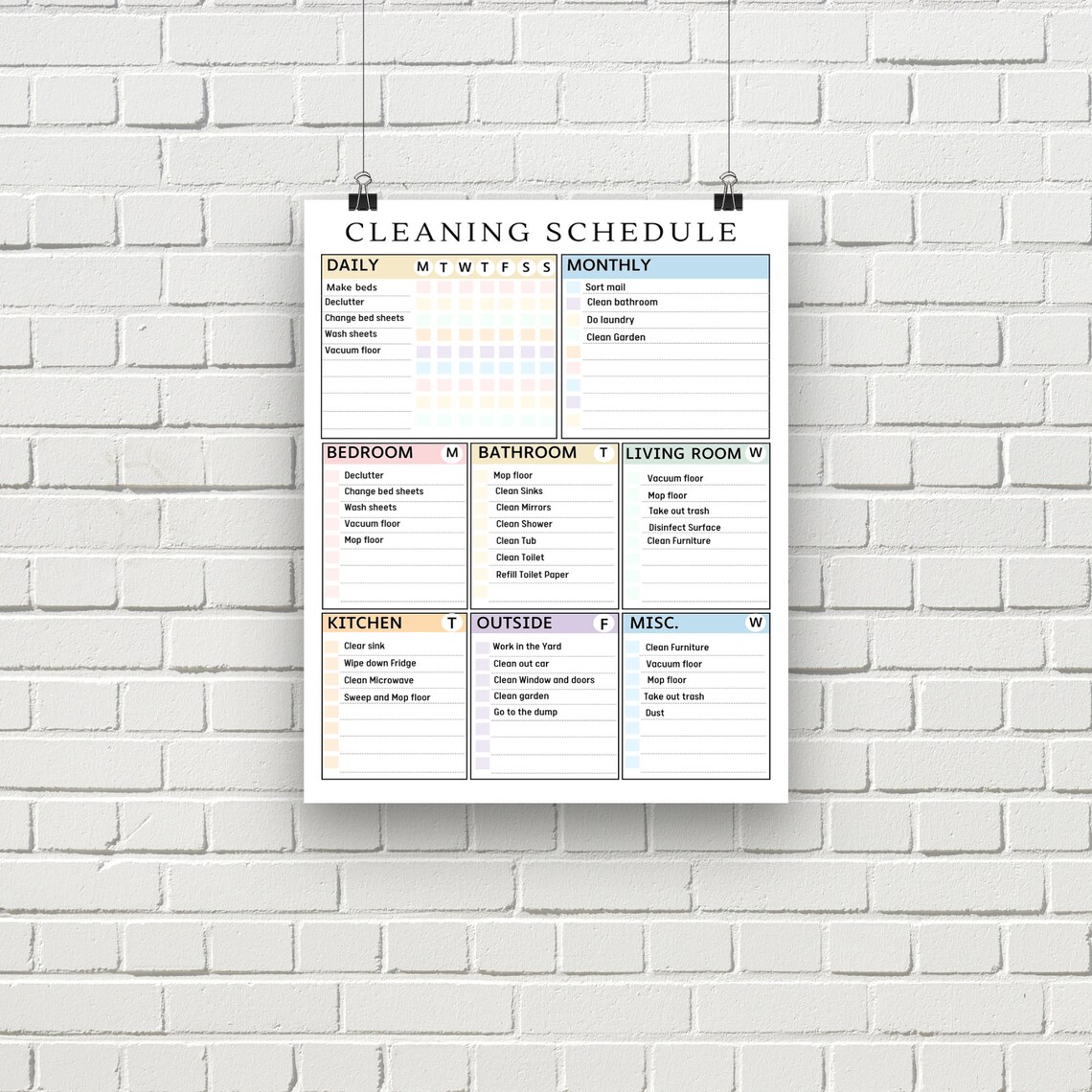 Cleaning Planner Kids Chore Chart Editable Cleaning - Etsy