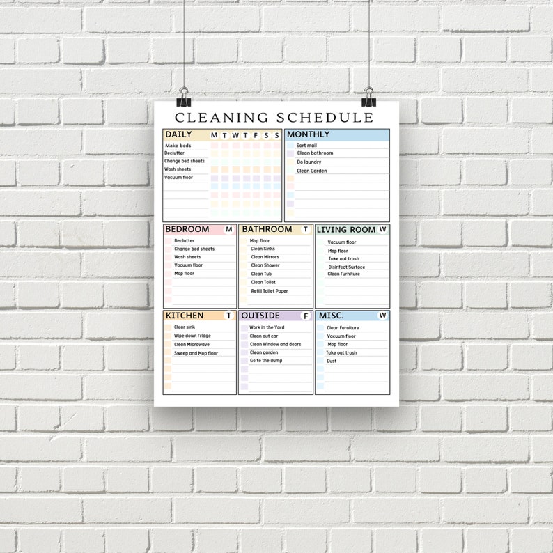 Cleaning Planner Kids Chore Chart Editable Cleaning - Etsy