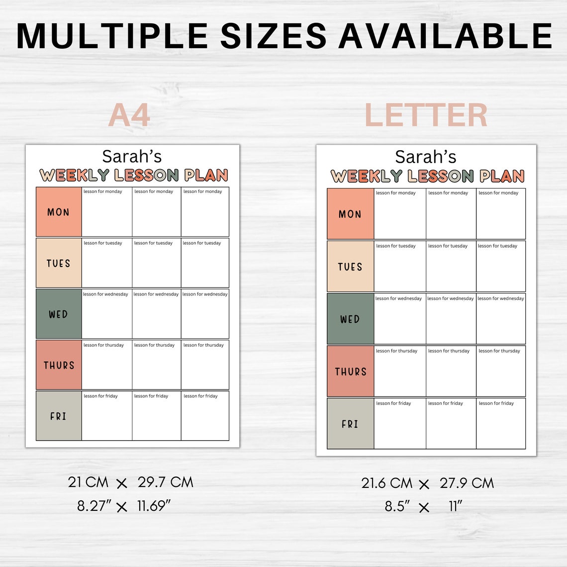 Weekly Lesson Plan Editable Lesson Planner Homeschool Teacher Planner ...