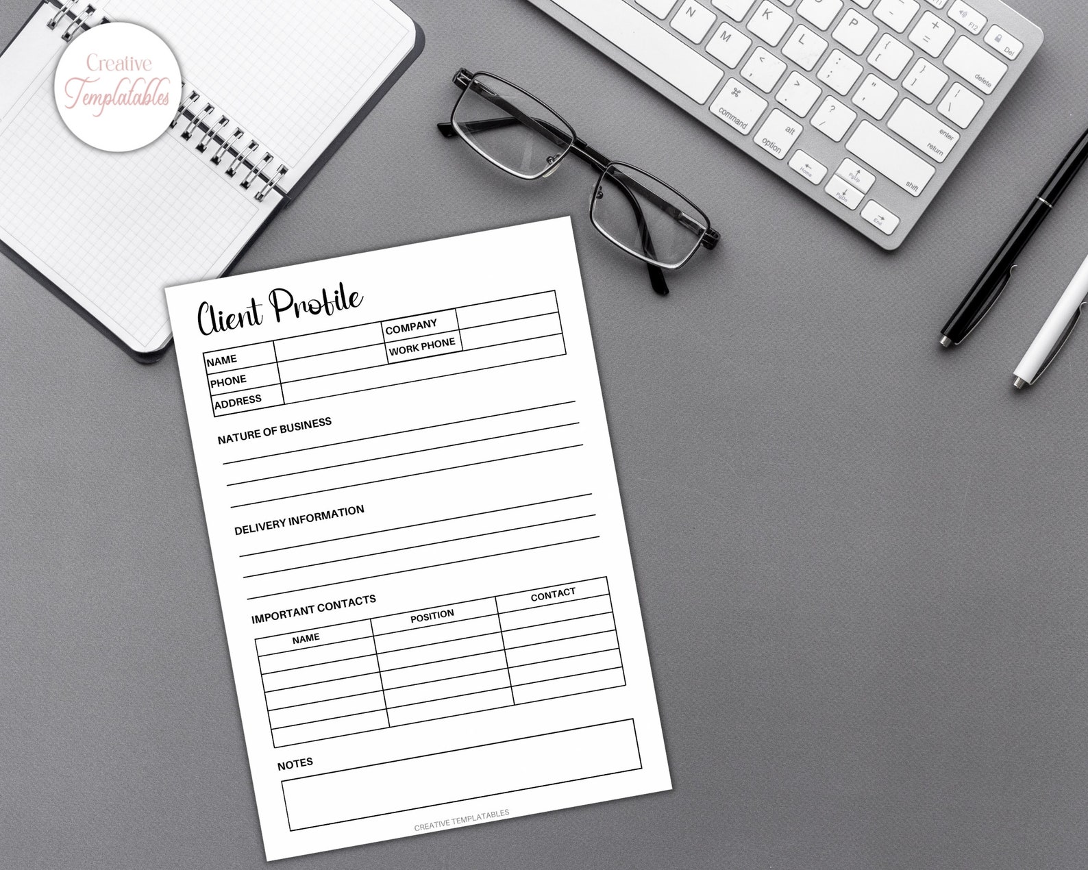 Client Profile Template | Printable Customer Profile Tracker | Client ...
