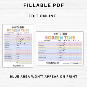 How to Earn Screen Time With Screen Bucks | Editable Allowance Chore ...