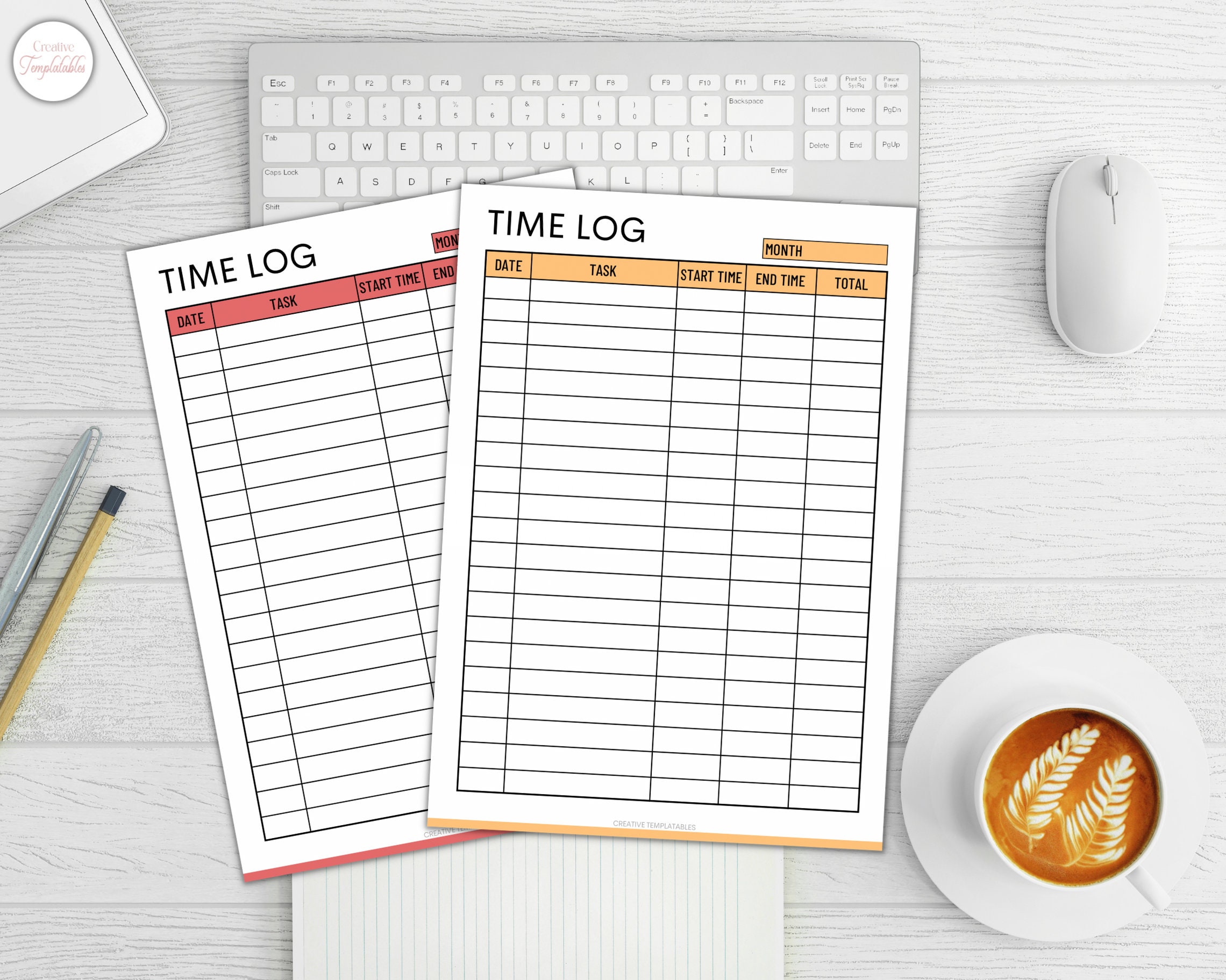Time Log | Time Spent Tracker | Printable Time Log | Working Hours Log ...