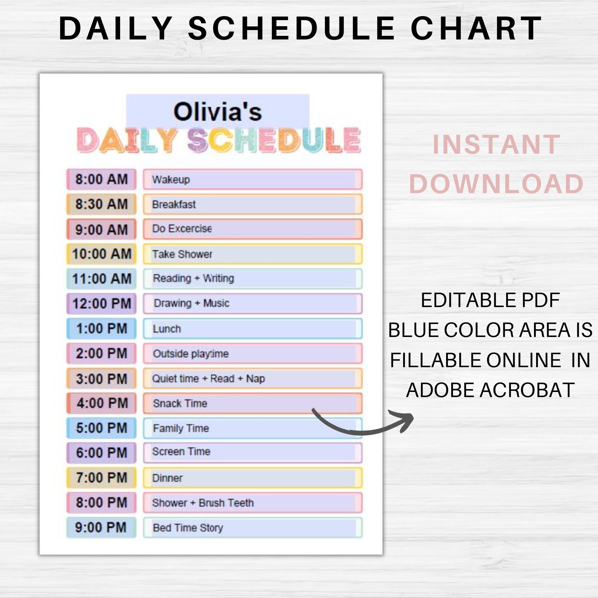 Kids Chore Chart Editable Daily Routine Responsibility Chart Kids Daily ...