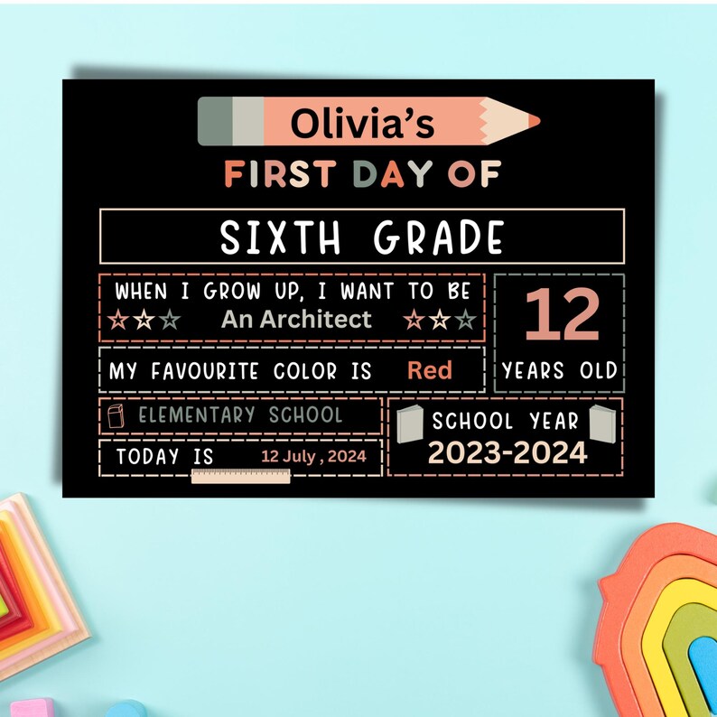 Editable First Day of School Board Sign, Personalized First Day of ...