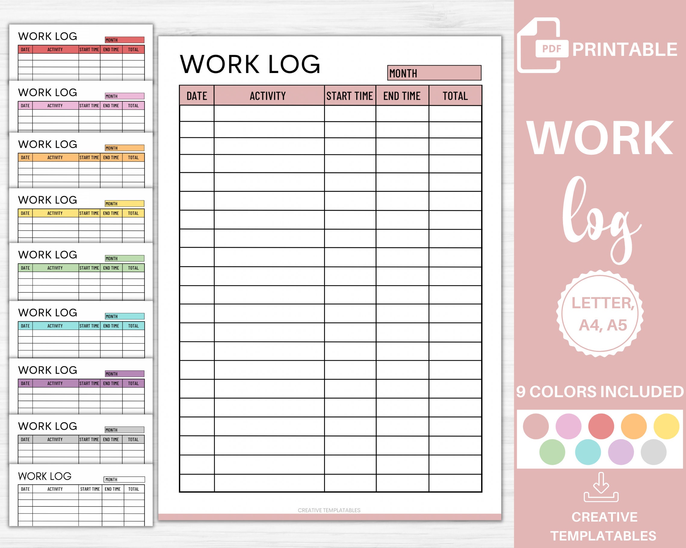 Work Log | Working Hours Log | Activity Tracker | Task Tracker | Work ...