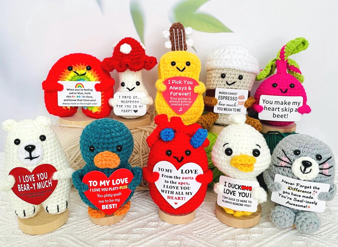 Emotional Support Crochet Plushie- Positive Heart Fruit Vegetable Food ...