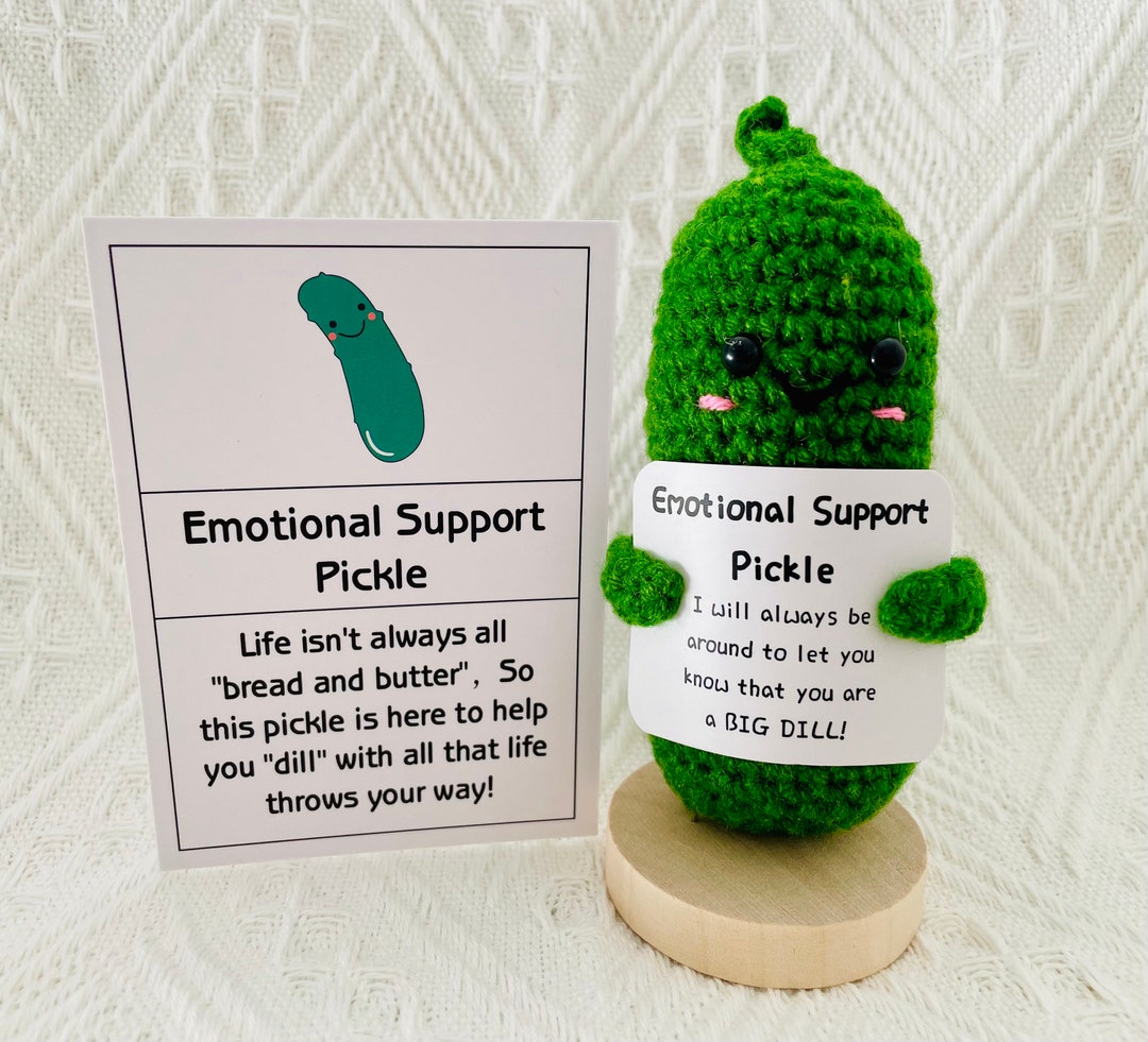 Emotional Support Pickle, Crochet Pickle Ornament With Positive Quote ...
