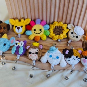 Crochet Animal Badge Reel, Handmade Retractable Badge Topper - Etsy
