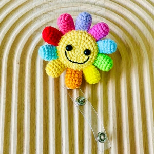 Crochet Flower Badge Reel: Handmade Retractible Badge Topper - Etsy