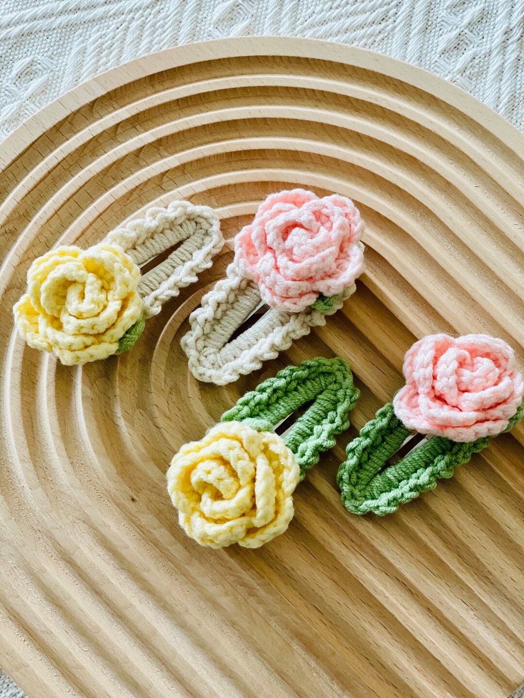 Crochet Floral Hair Clips: Handmade Cotton Flower Accessory - Etsy
