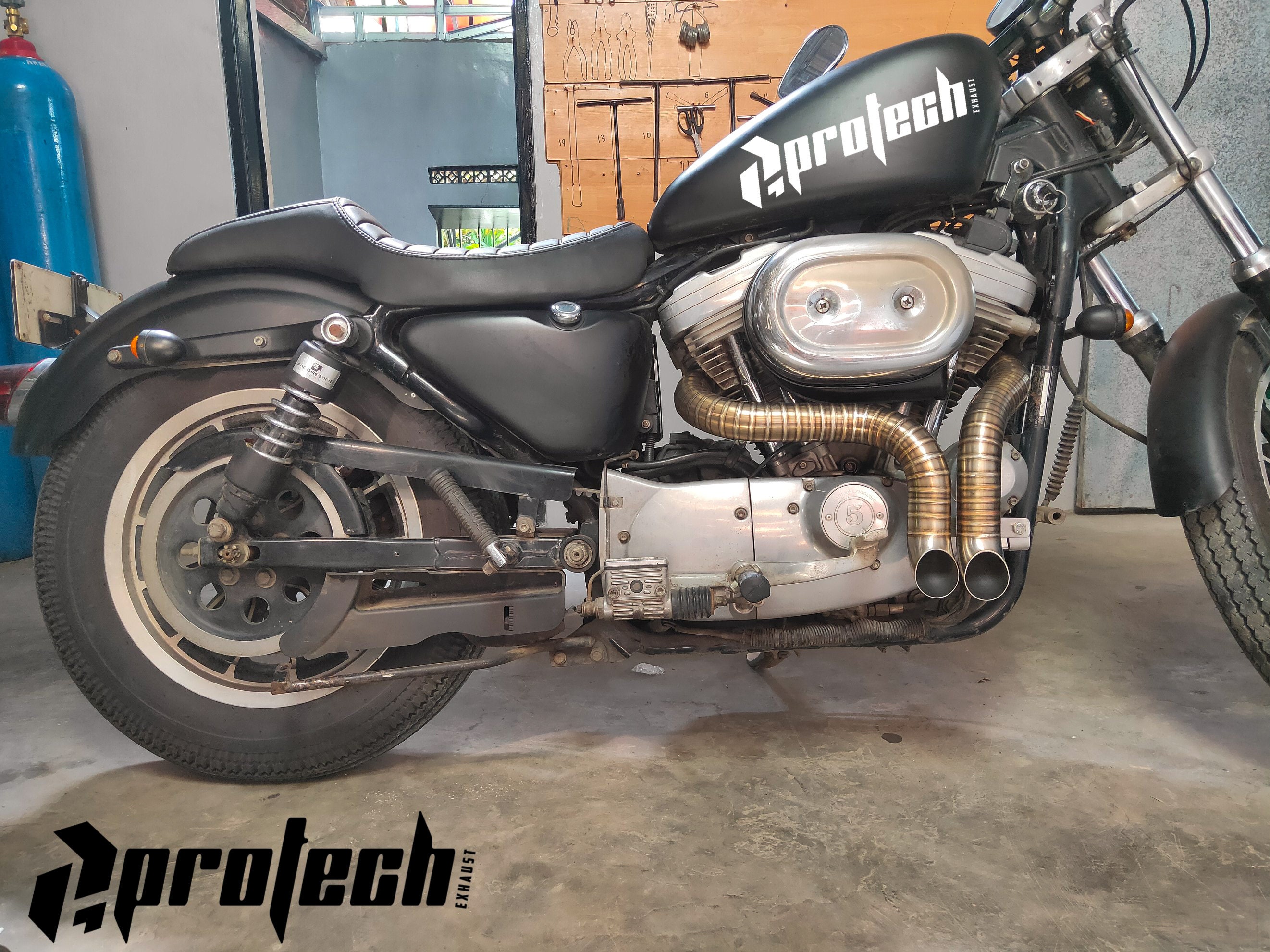 Laf Pipe Exhaust Custom Cut Pie Harley-davidson Sportster 2-1 Handmade ...
