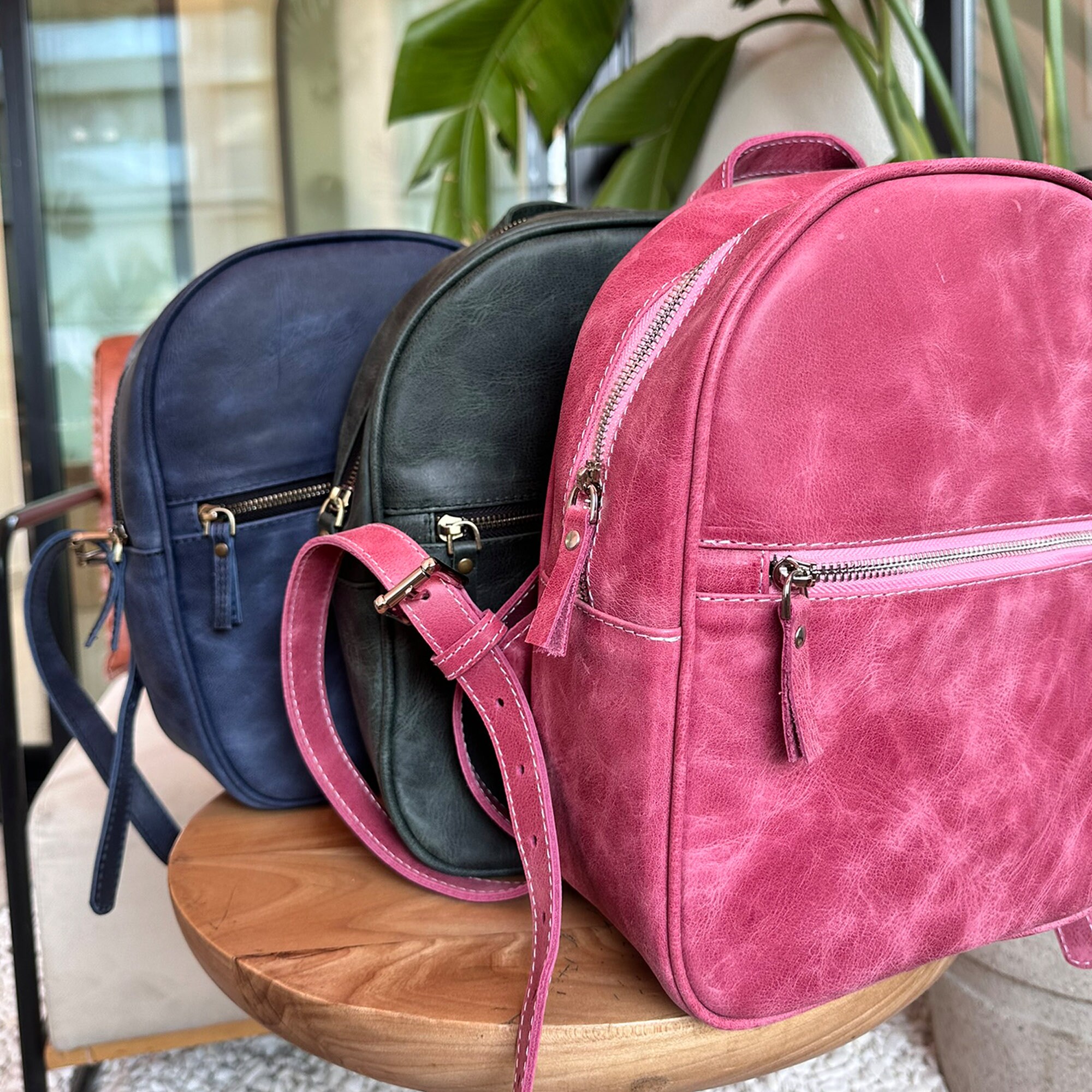 Handmade Blue Leather Backpack, Small Purse - Etsy