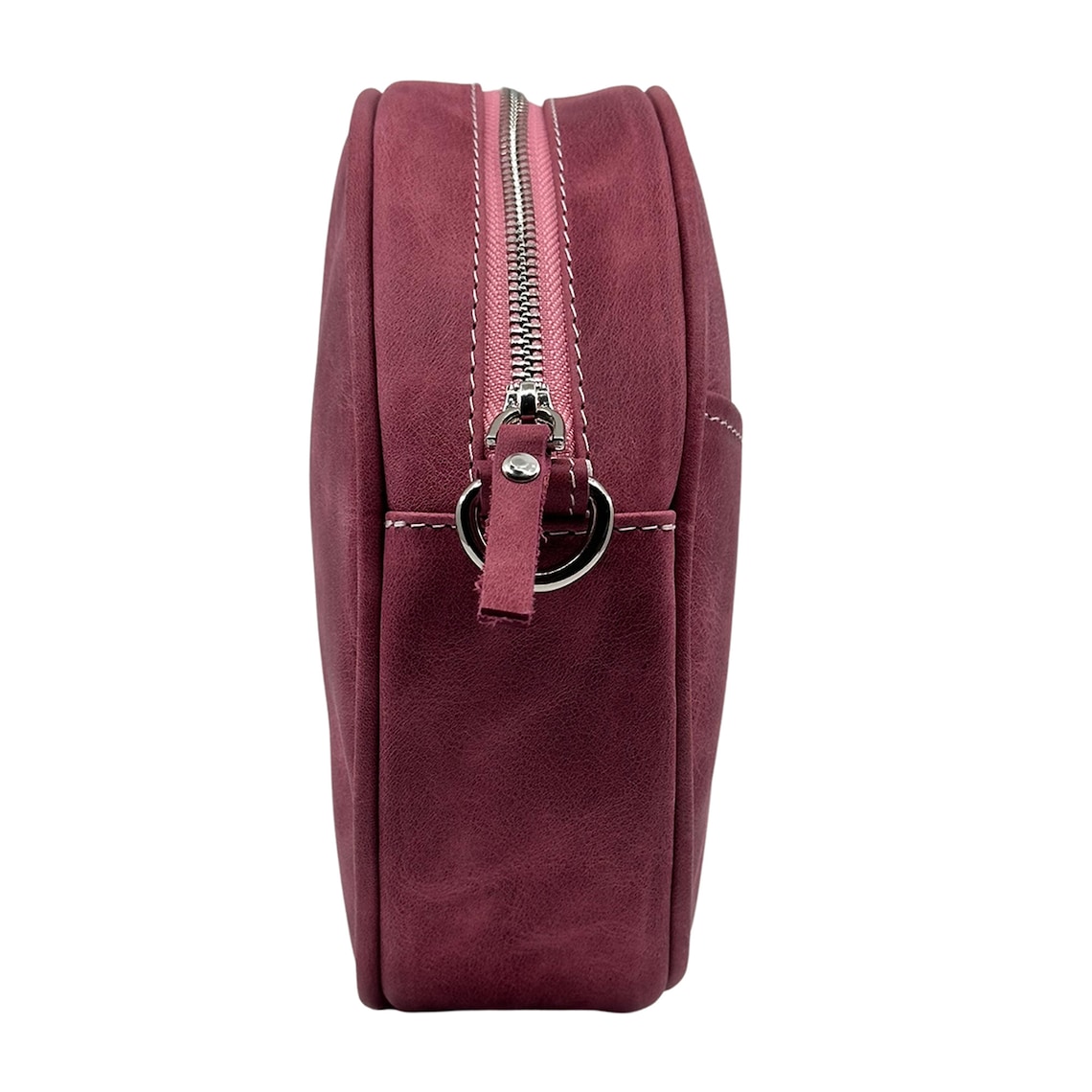 Pink Personalized Leather Round Bag, Round Leather Bag Woman,circle ...