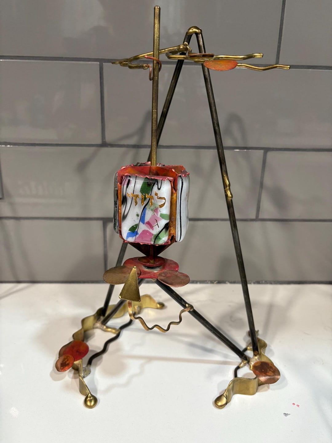 Gary Rosenthal Two Piece Set, Dreidel Plus Stands. Handcrafted Spinning ...