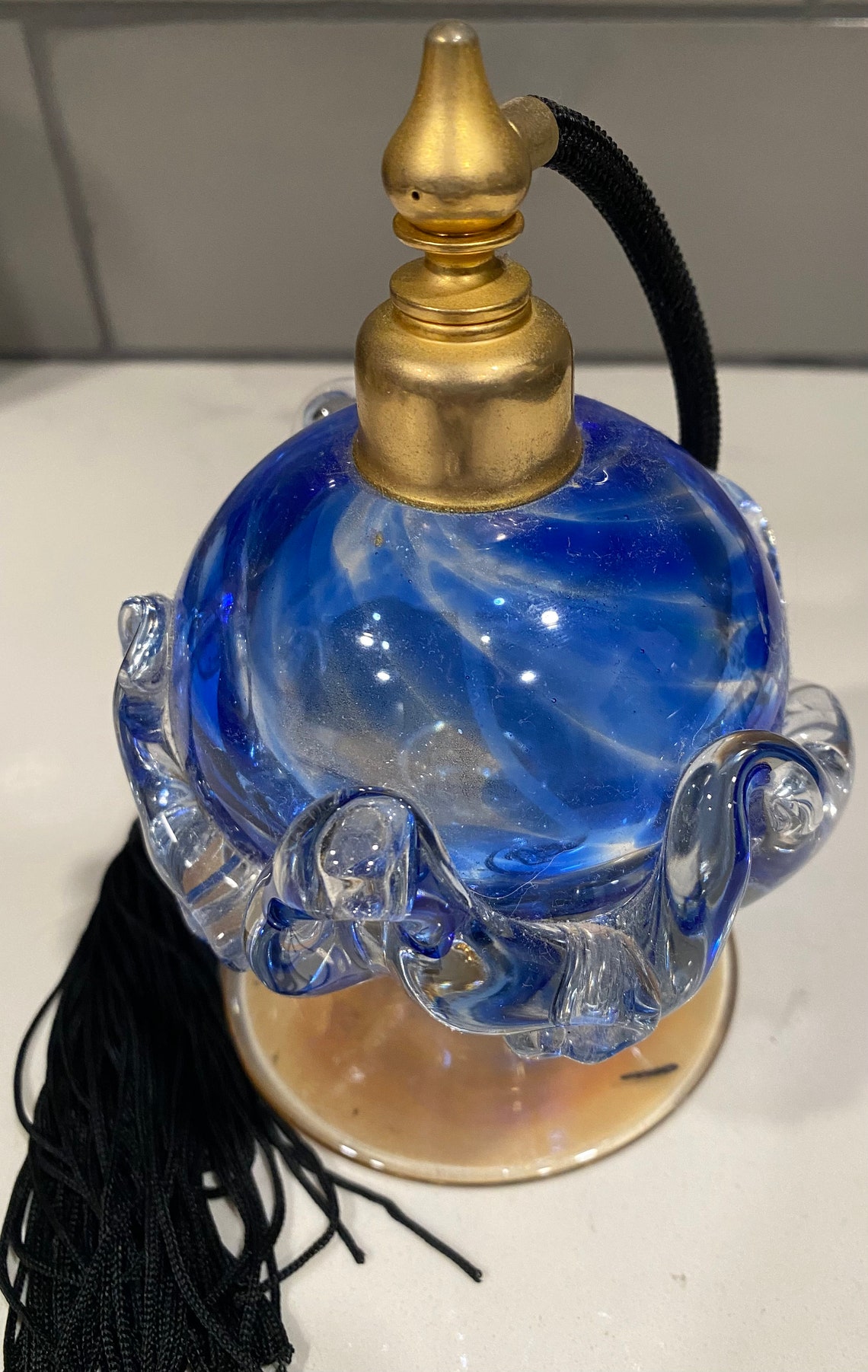 Vintage Ocean Blue Wave Perfume Bottle - Etsy