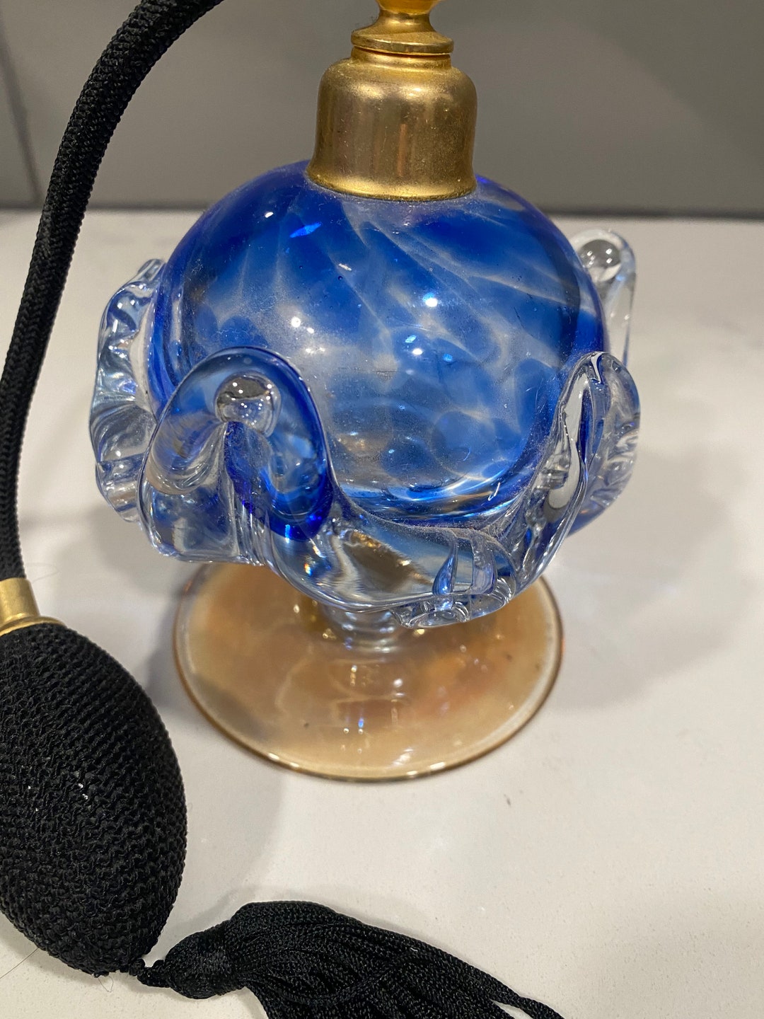 Vintage Ocean Blue Wave Perfume Bottle - Etsy