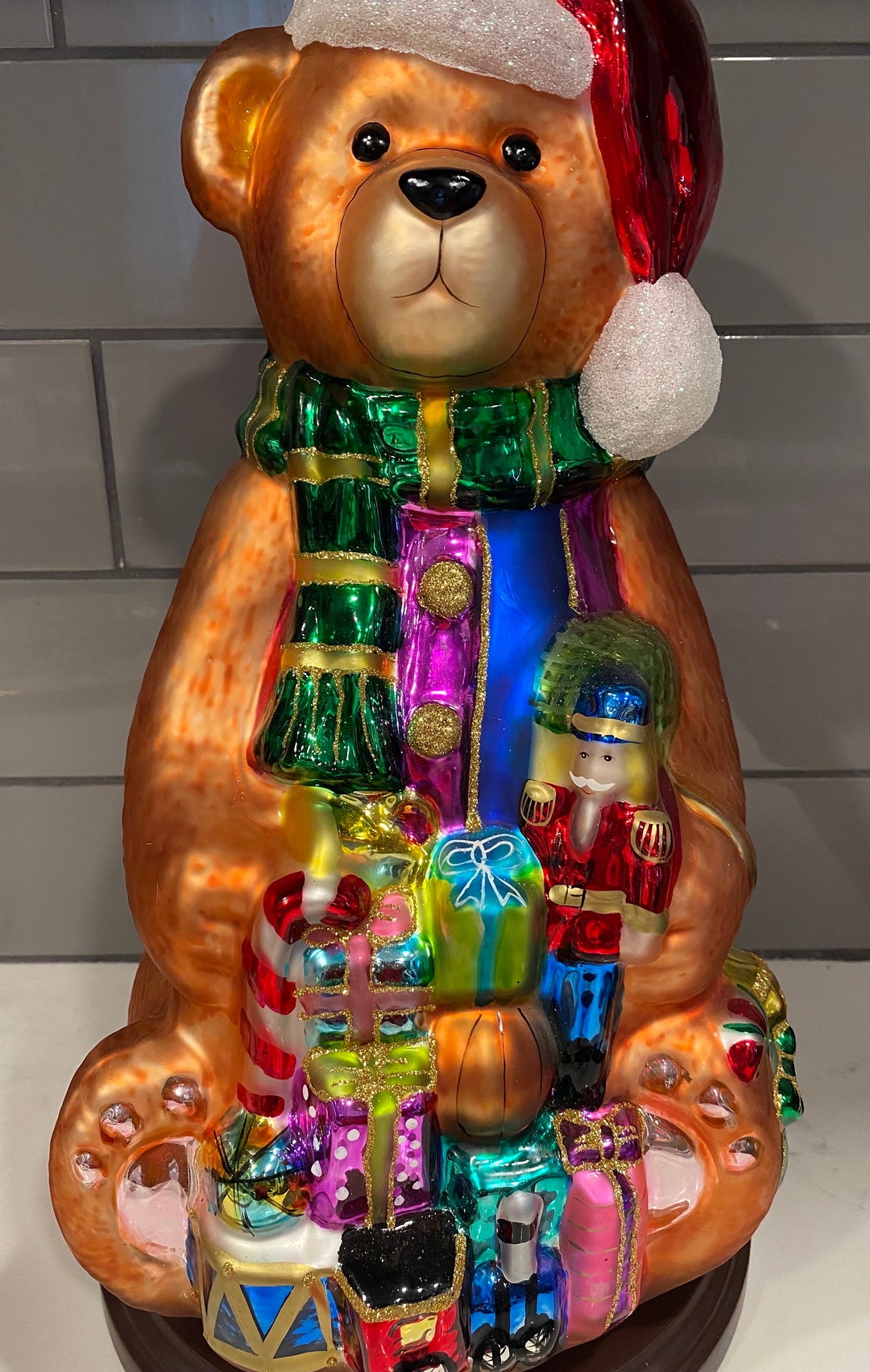 Thomas Pacconi Classics Large Glass Christmas Bear. - Etsy