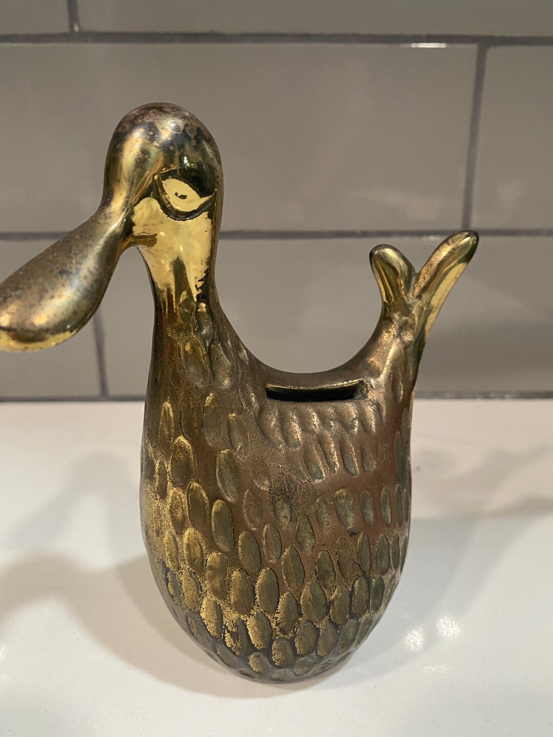 Vintage Brass Duck Bank, Ben Seibel for Jenfred Ware. - Etsy