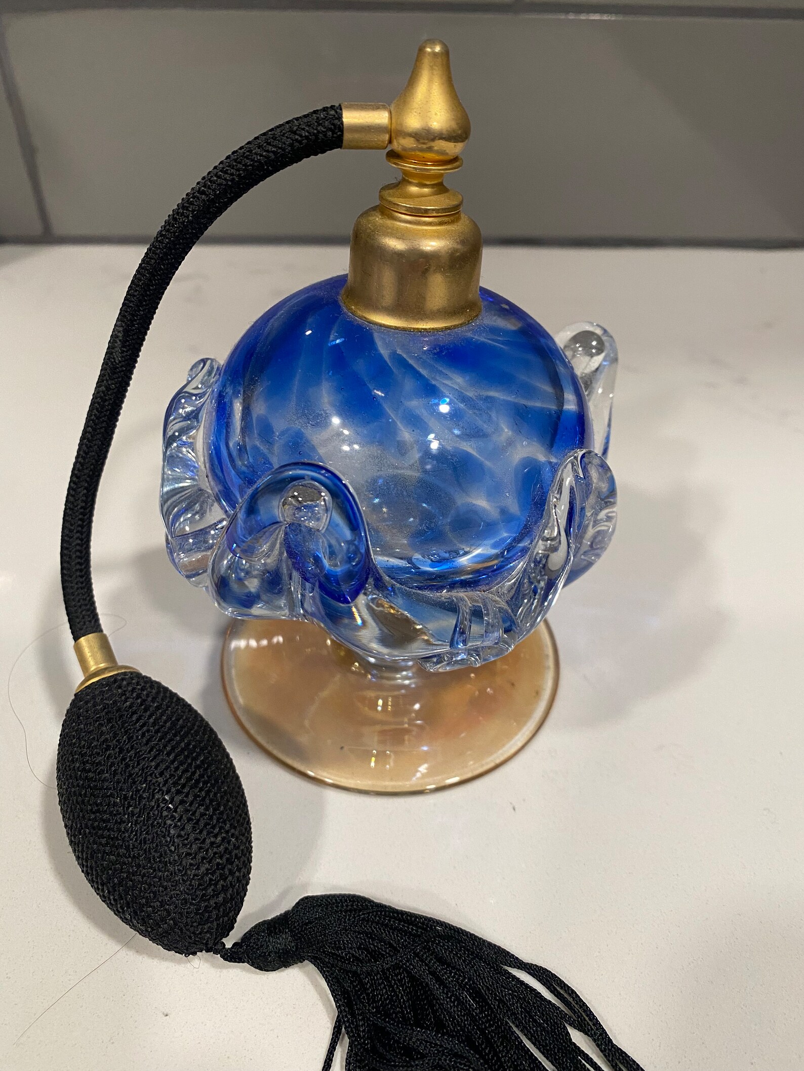 Vintage Ocean Blue Wave Perfume Bottle - Etsy