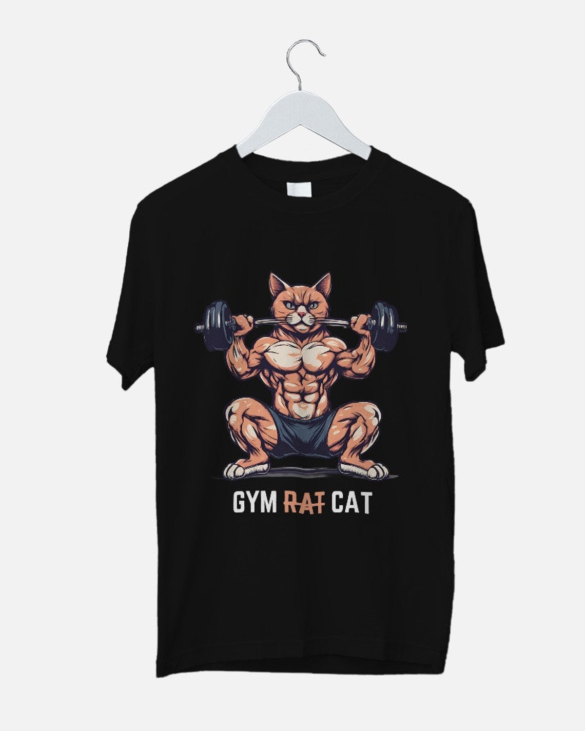 Funny Gym Meme Muscle T-shirt, Retro Funny Cat T-shirt, Inspire Workout ...