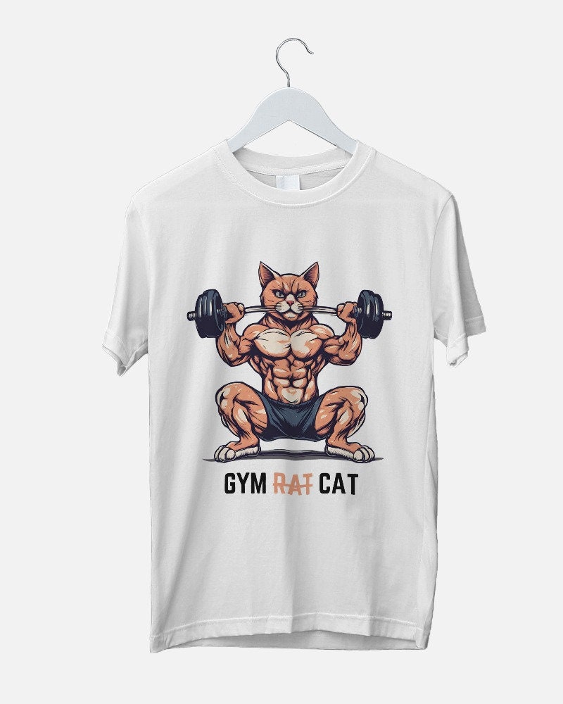Funny Gym Meme Muscle T-shirt, Retro Funny Cat T-shirt, Inspire Workout ...