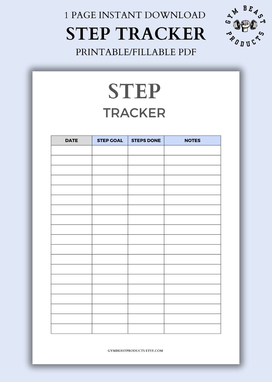 Daily Step Tracker, Step Log, Walking Journal, Printable Exercise Log ...