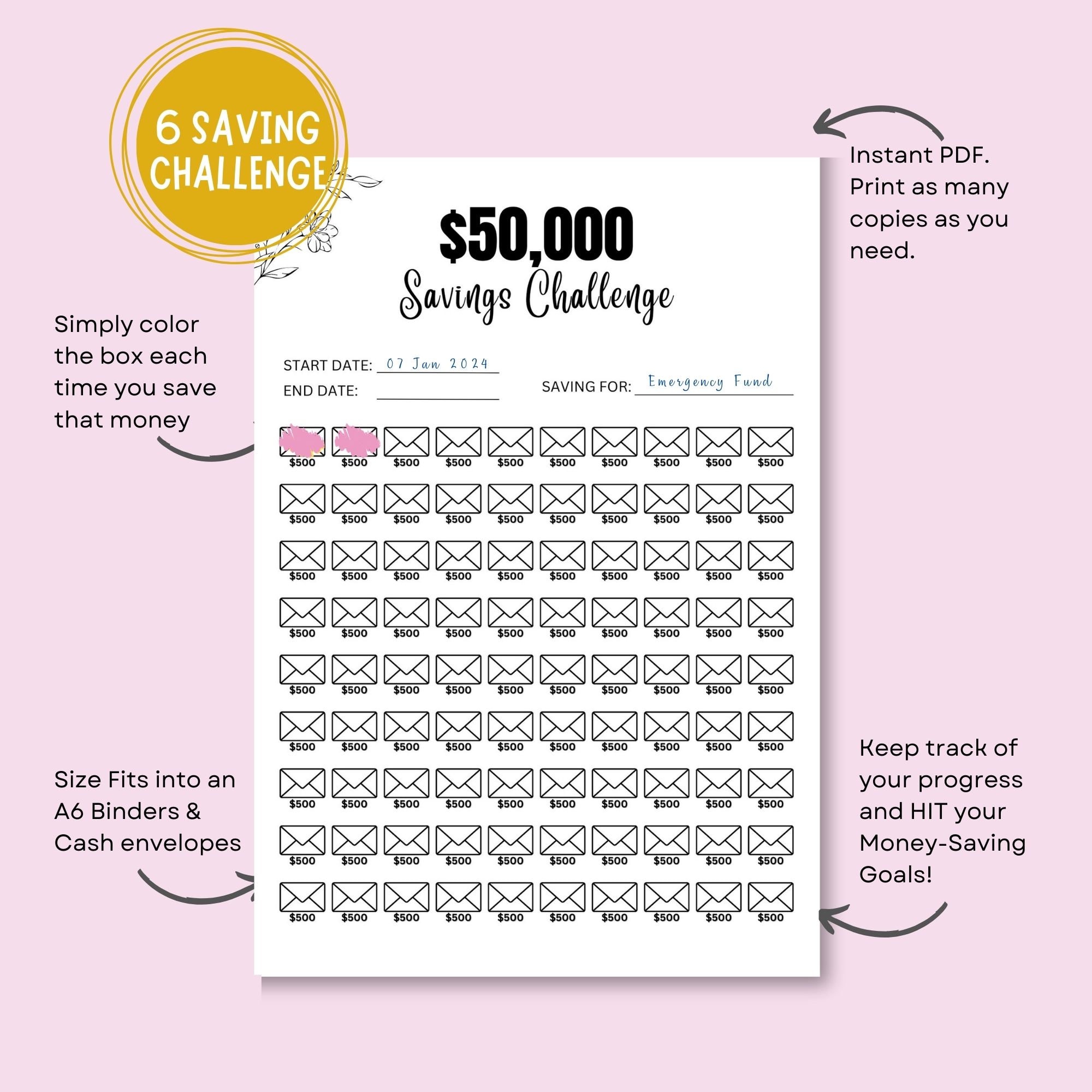 100 Envelope Savings Challenge Bundle 10K 20K 30K 40K - Etsy