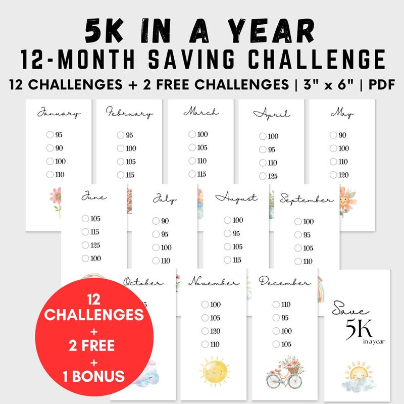 12 Month 5k Savings - Etsy