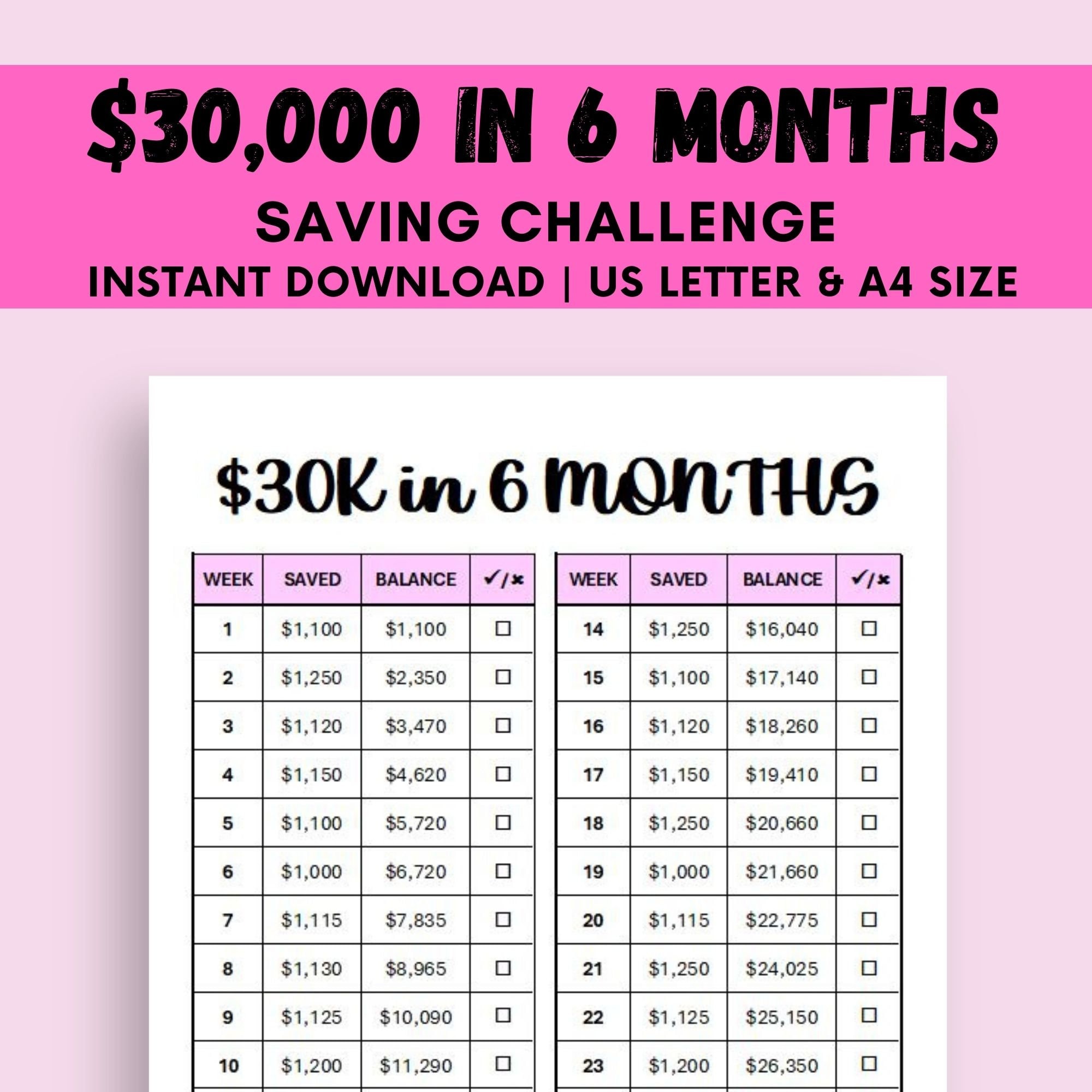 30,000 Money Saving Challenge Printable Save 30,000 In 100, 11/09/2022