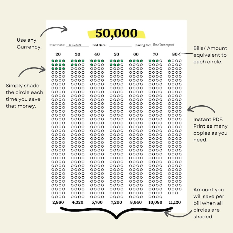 50K Saving Challenge, Money Challenge Printable, Save 50k Challenge ...