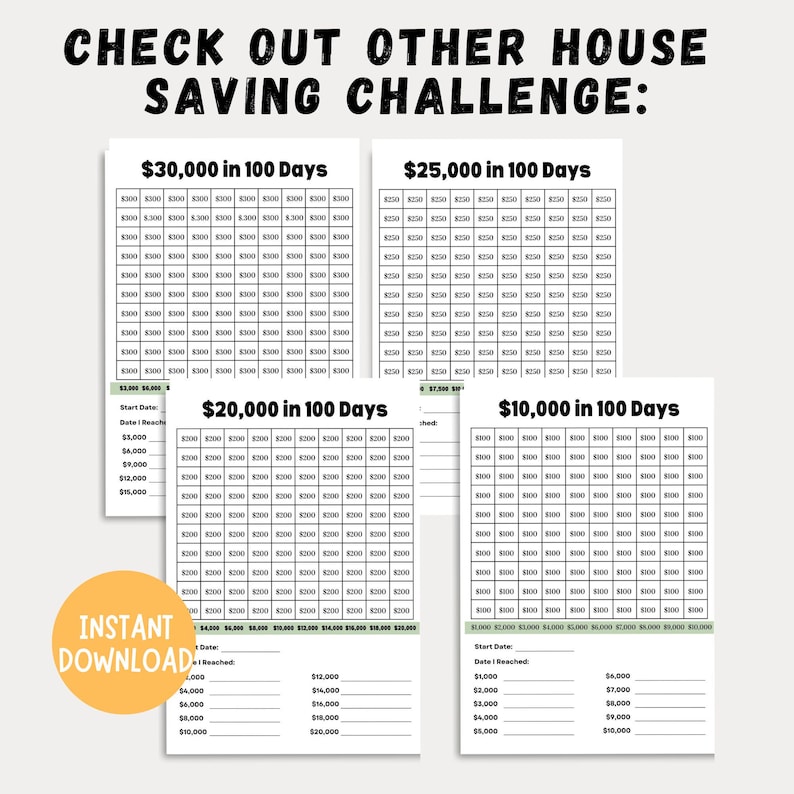 40,000 Money Saving Challenge Printable, Save 40,000 in 100 Days ...