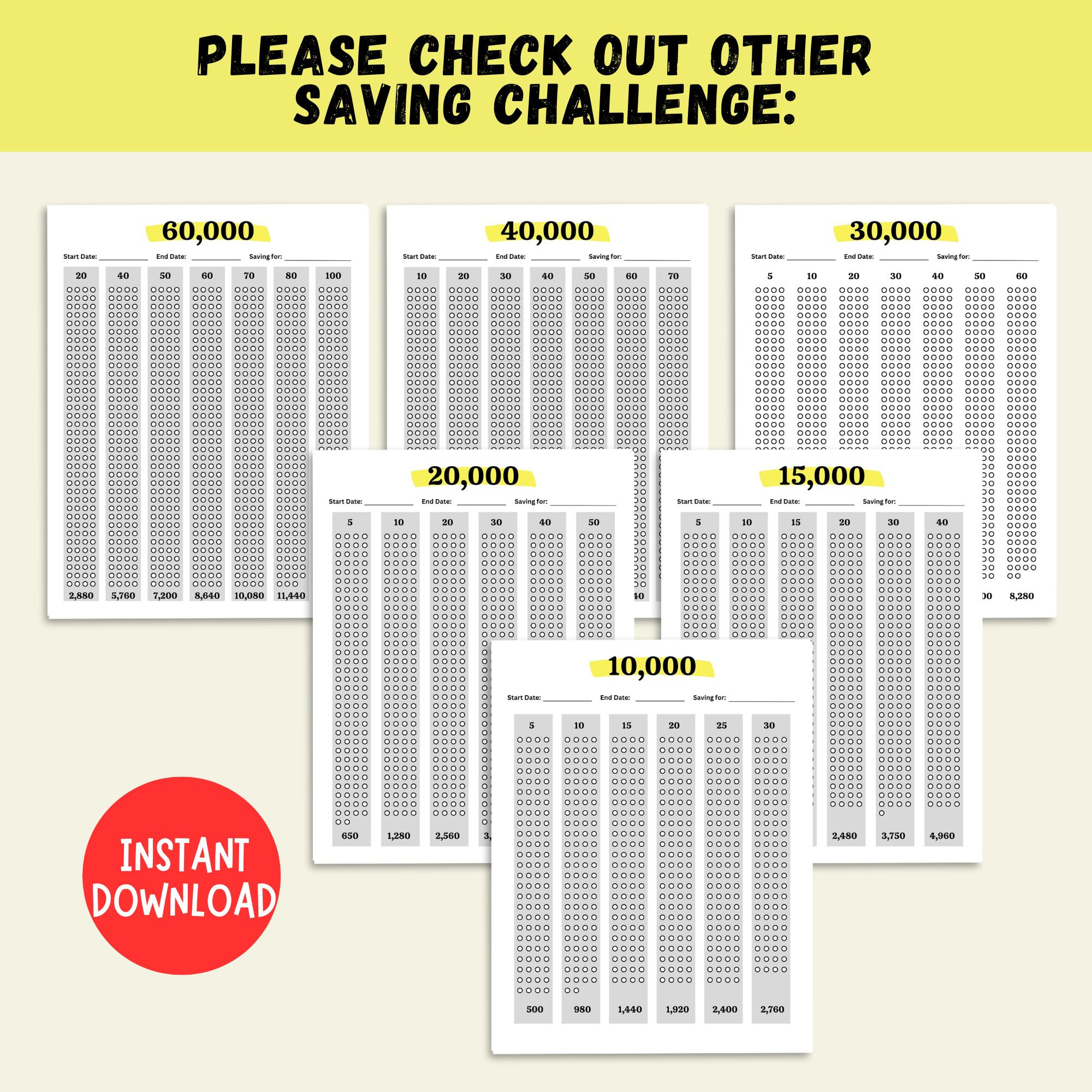 50K Saving Challenge, Money Challenge Printable, Save 50k Challenge ...