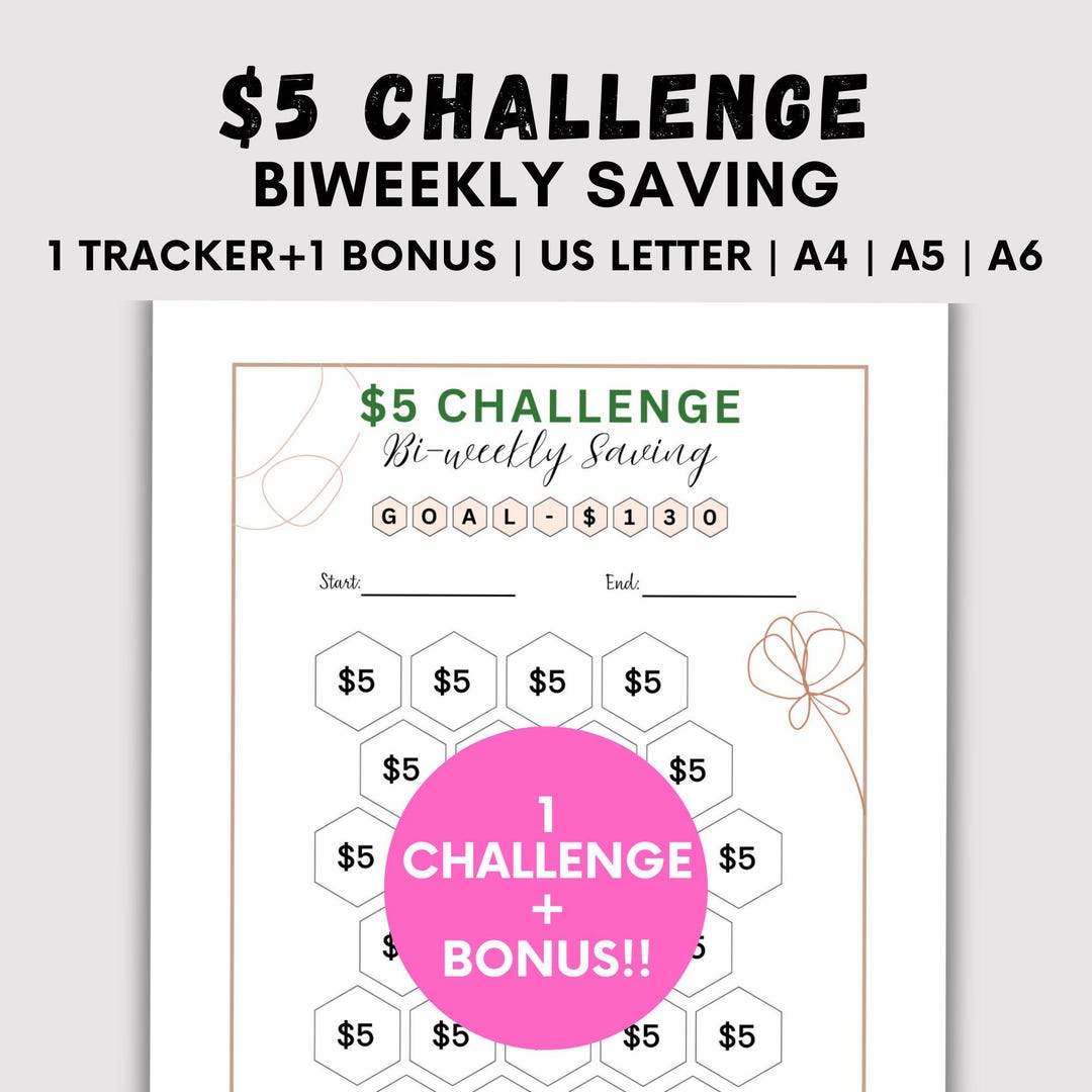 5 Dollar Challenge Printable, Boho Savings Challenge, Savings Tracker ...