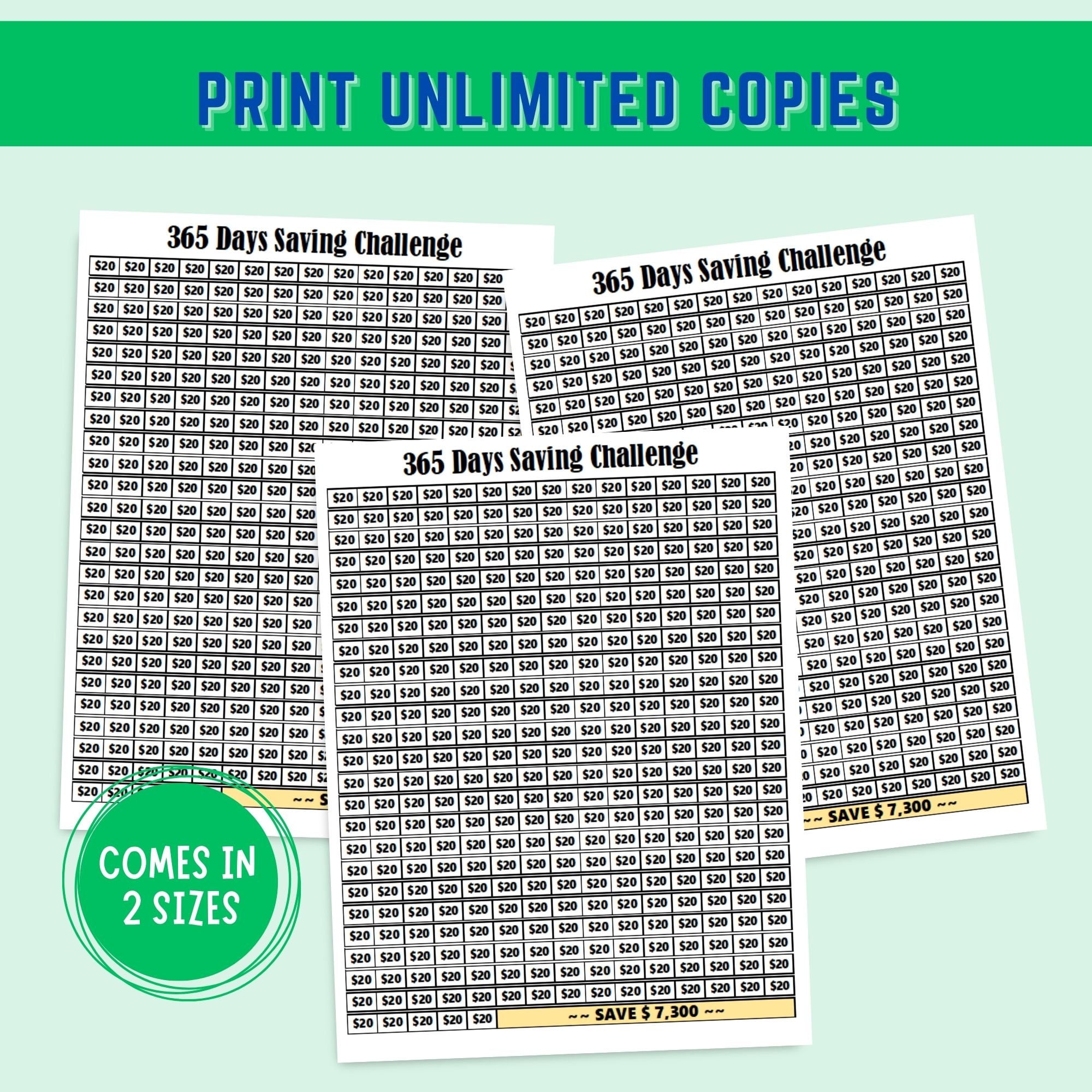 365 Days Savings Challenge Bundle, Printable Savings Tracker Bundle, 1 ...