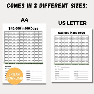 40,000 Money Saving Challenge Printable, Save 40,000 in 100 Days ...