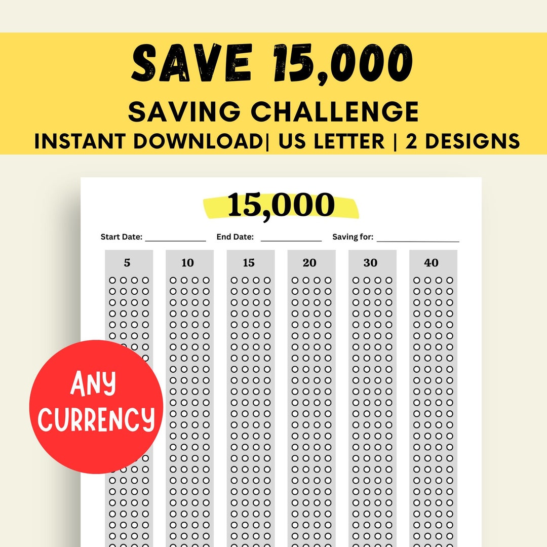 15K Saving Challenge, Money Challenge Printable, Save 15k Challenge ...